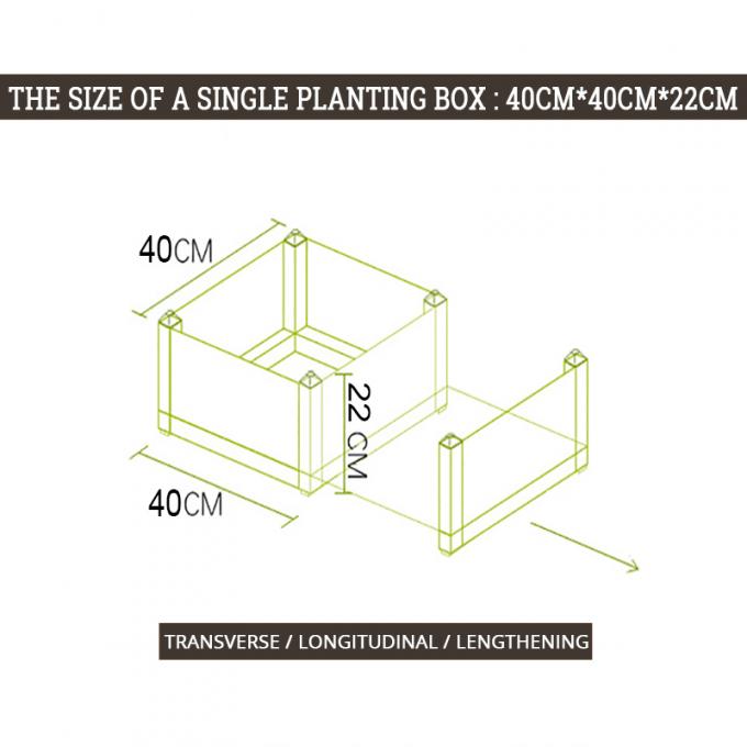 Decorative Modern PP Large Square Plastic Planter Boxes For Balcony