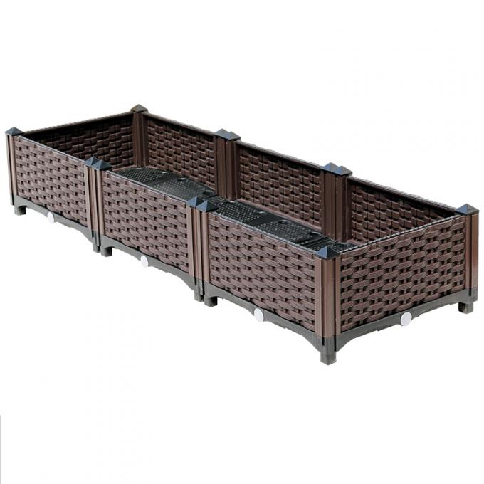ISO9001 Brown Plastic Grow Box Recycled Plastic Planter Boxes UV Resistant